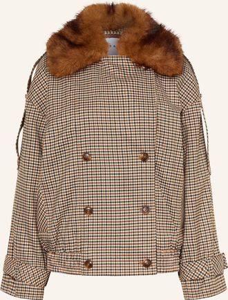 Mrs & Hugs Mrs & Hugs Cabanjacke Mit Abnehmbarem Kunstfell braun