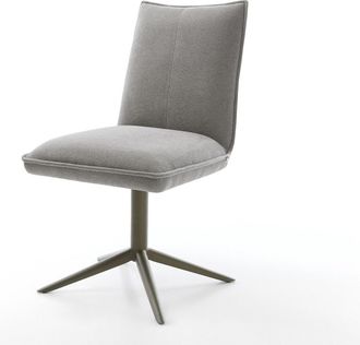 DELIFE Drehstuhl Lelio-Flex Strukturstoff Soft Grau Fu&szlig;kreuz Effektfinish Titan 360&deg; drehbar Wippfunktion Taschenfederkern, Esszimmerst&uuml;hle