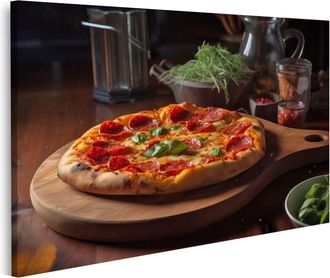 Islandburner Bild auf Leinwand Heiße Pizza Gastro Italiener Restaurant Pizzeria Bilder Wandbilder Poster IXFT-1K