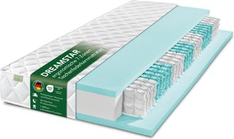 Dreamstar Ergo Flex Duo Taschenfederkernmatratze 180x200cm | ergonomische 7-Zonen Matratze | &Ouml;ko-TEX | H2 (0-80kg) & H3 (80-100kg) | Hypoallergen & Antibakterie