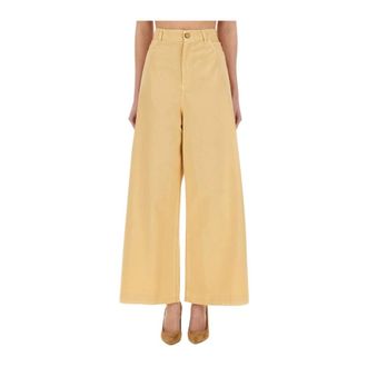 Alysi Femme, Pantalons, Jaune, Taille: W26 Pantalon large en coton