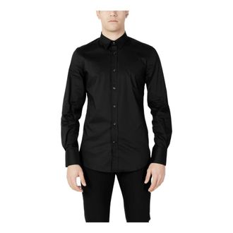 Antony Morato Schwarzes Slim Fit Langarmhemd - - Shirts - Herren - Schwarzk - S