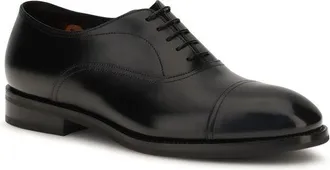 Santoni Mens Black Calf Leather Bos Taurus Oxfords And Derbies Shoe