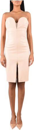 Elisabetta Franchi Kleid mit herzf&ouml;rmigem Ausschnitt und Rei&szlig;verschluss - - Dresses - Damen - Beige - L