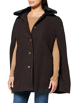 Nafnaf NAFNAF, Cape boutonn&eacute;e col fausse fourrure amovible, ACAPA Ecru/Bleu, L