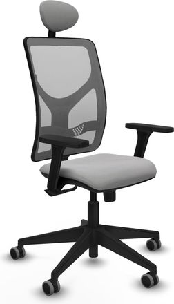 Piqueras y Crespo Grauer Drehstuhl mit 3D-Armlehnen, h&ouml;henverstellbarer Lendenwirbelst&uuml;tze und festem Kopfteil, ausgestattet mit 3 Positionen und Schneideschaum, Grau/H