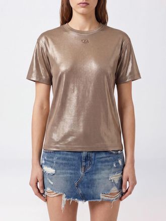 Diesel T-shirt en viscose technique lamin&eacute;e avec logo Oval D et &eacute;paules tombantes