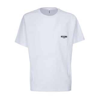 Moschino Homme, Tops, Blanc, Taille: 2XL Crew Neck T-shirt
