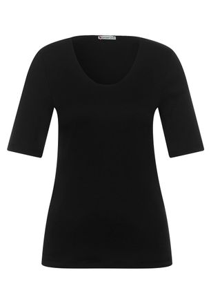Street One Damen A317665 Basic Kurzarmshirt, Schwarz, 40