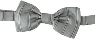 Dolce & Gabbana Mens Light Gray Lining Adjustable Neck Butterfly Bow Tie Silk