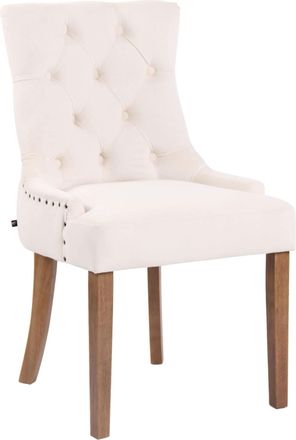 Clp Esszimmerstuhl Aberdeen Mit Hochwertiger Polsterung Und Samtbezug I Polsterstuhl Mit Gestell Aus Kautschukholz I Sitzhöhe Von 50 cm, Farbe:Creme, Gest