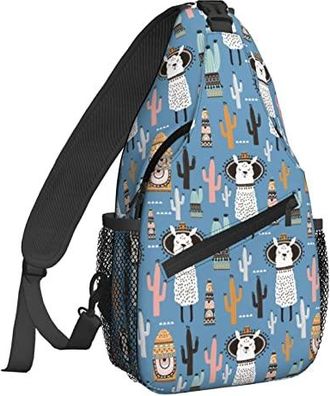 Generic Cactus Lama Sac Poitrine Multifonctionnel Sacs &Agrave; Dos L&eacute;ger Sacoche Bandouliere Pour Cyclisme Homme Randonn&eacute;e