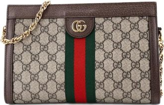 Gucci Ophidia Chain Shoulder Bag GG Coated Canvas Small crossbody bag - Braun