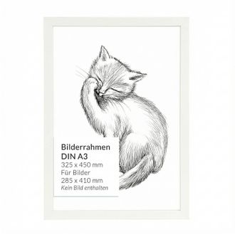 Licht-Erlebnisse Bilderrahmen Wei&szlig; A3 aus Holz Kunststoff 45x32,5 cm bruchsicher Bilder Rahmen Wand Holzrahmen f&uuml;r Fotos Poster