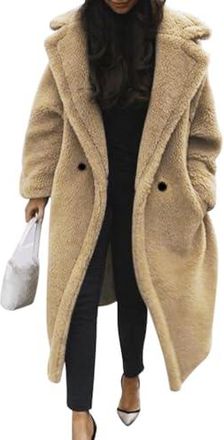 Minetom Femme Hiver Manteaux &Agrave; Revers Blouson Veste Polaire Chaud Jacket &Eacute;pais Long Outwear Avec Poche A Kaki S