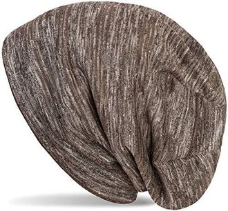 styleBREAKER Bonnet avec Fil Fantaisie Brillant et Petites Paillettes, Bonnet Mou, Femmes 04024148, Couleur:Marron chin&eacute;