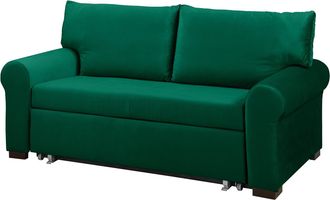 Mørteens home24 Schlafsofa Country Deluxe Grün/Antikgrün Samt Krysia 165cm mit Schlaffunktion Glamour