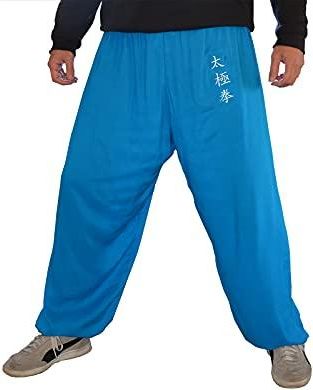 Tao Pantalon Kung Fu Style Tai Chi et Wing Chun Pantalon Homme Femme Ample et Agréable en Viscose (TJ Bleu Azur, Taille L)