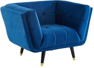 Vente-Unique Fauteuil Samantha II en Velours - Bleu Nuit
