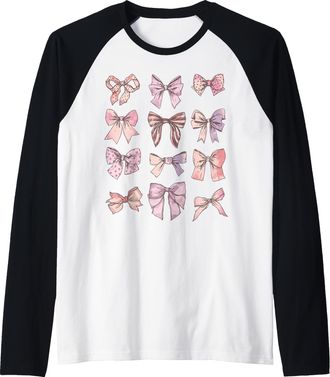Trendy Apparel Assorted Cute Coquette Pink Bows Ribbons Raglan