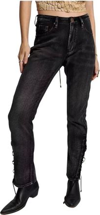One Teaspoon Femme, Jeans, Noir, Taille: W25 Pantalon en Cuir avec Passepoil