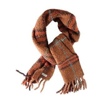 Burberry unisex, Accessoires, Brun, Taille: ONE Size Check Alpaca Wool Blend Boucl&eacute; Scarf