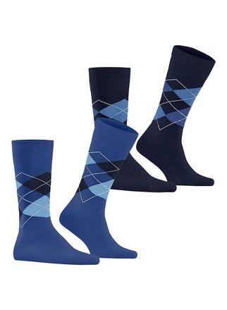 Burlington Herren Socken blau Baumwolle gemustert