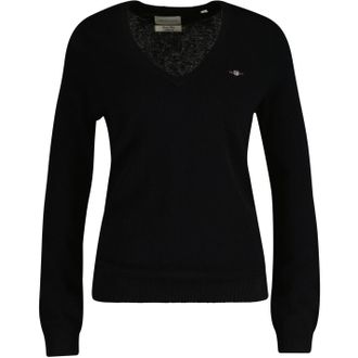GANT Damen Extrafine Lambswool V-Neck Pullover, Schwarz, M EU