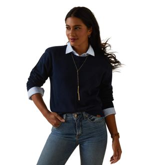 Ariat Womens Peninsula Sweater Long Sleeve in Navy, Size Large, by Ariat