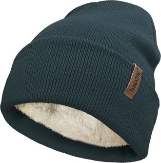 TOSKATOK Damen Herren Unisex Klassische, weiche, warme Winter-Strickm&uuml;tze mit B&uuml;ndchen und weichem Thermo-Teddy-Fleece-Futter