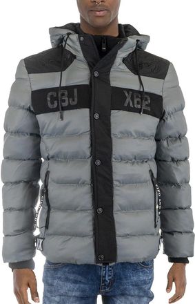 Cipo & Baxx Herren Mantel CM143 Dunkelgrau - Stylische Winterjacke im modernen Design mit warmem Innenfutter, abnehmbarer Kapuze und funktionalen Details f&uuml;r kalt