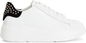 Caf&egrave;noir Baskets en Cuir pour Femmes avec Applications Au Talon, pour Femme, Couleur Blanc, Taille 36