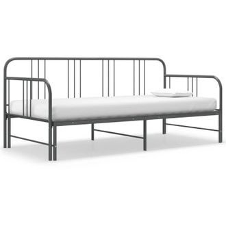 vidaXL Cadre de canap&eacute;-lit extensible Gris M&eacute;tal 90x200 cm