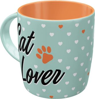 Nostalgic Art Retro Kaffeebecher, 330 ml, Cat Lover - Geschenk-Idee für Katzen-Besitzer, Keramik-Tasse für Kaffee, Vintage Design