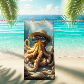 Generic Funny Octopus Mikrofaser-Strandtuch, schnell trocknend, saugf&auml;hig, weich, sandfrei, leicht, Stranddecke f&uuml;r Urlaub, Pool, Fitnessstudio, Outdoor, Reis