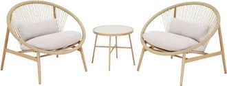 Sweeek 2er-Set Gartensessel mit Tisch, aus Stahl und Rattan