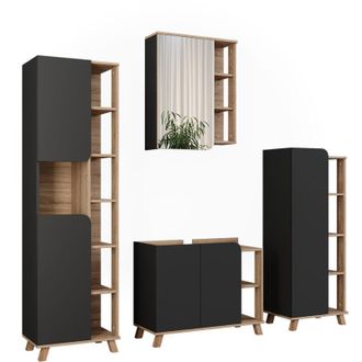 Vicco Badm&ouml;bel-Set Karen, Sonoma/Anthrazit, 4 Teile