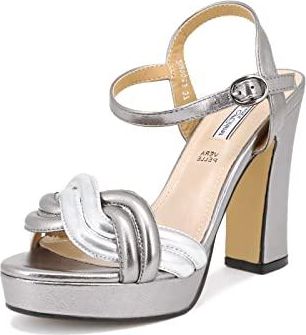 Queen Helena Sandales à Talons Femme avec Pochette ZM9029 Pewter, 38 EU