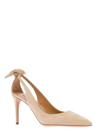 Aquazzura Bow-Embellished Suede Pumps - Pink