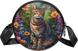 Generic Petit sac &agrave; bandouli&egrave;re rond pour femme, petit sac &agrave; bandouli&egrave;re avec fermeture &eacute;clair et bretelles r&eacute;glables style d&eacute;contract&eacute; pour femmes et filles