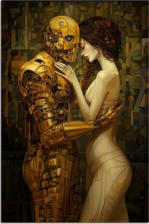 Wallario Glasbild Umarmung der Gegensätze - 60 x 90 cm Wandbilder Glas in Premium-Qualität: Brillante Farben, freischwebende Optik