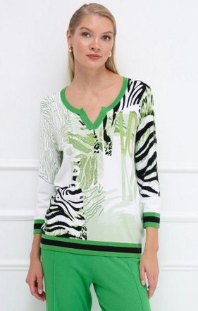 Passioni Strickpullover mit abstraktem Animal-Print