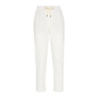 Brunello Cucinelli Baumwoll-Stretch-Jogginghose - - Trousers - Damen - Wei&szlig; - S