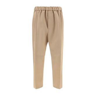 Jil Sander Homme, Pantalons, Brun, Taille: 2XL Pantalon en laine &agrave; taille &eacute;lastique et poches
