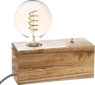 Atmosphera Tafellamp voet - Natuurlijke houten basis vintage Industri&laquo;le stijl voor Gloeilamp