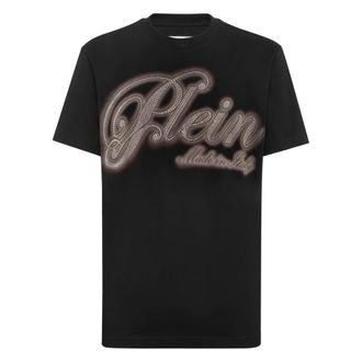 Philipp Plein Homme, Tops, Noir, Taille: XL T-Shirt Basic Strass Signature