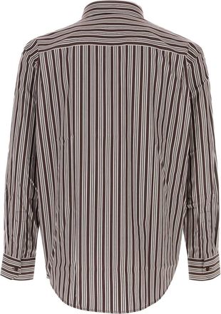 Saint Laurent Mens Embroidered Poplin Shirt Marroncraie Exterior: Cotton Camicie