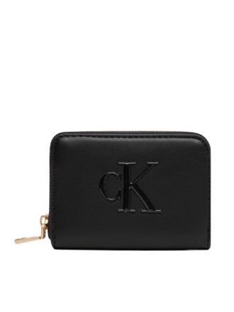 Calvin Klein Damen Bold Ck Medium Zip Around LV04F1154G, Schwarz, Einheitsgr&ouml;&szlig;e