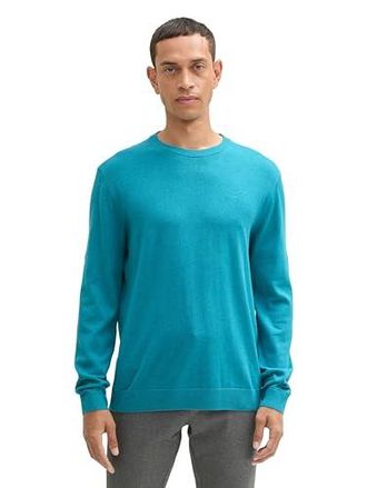 Tom Tailor Pull en Tricot &agrave; col Rond pour Homme, 37094 - Bleu Turquoise m&eacute;lang&eacute;, 3XL