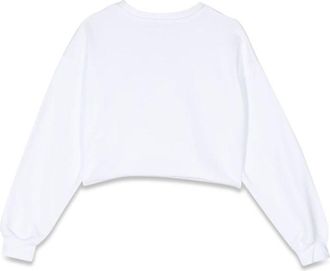 Msgm Cropped Cotton Sweatshirt - White